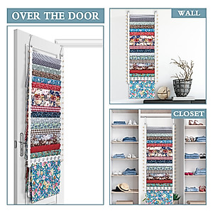 Anglechic Hanging Fabric Storage Organizer Over The Door 20-Shelf Fabric Organizer Wall Mount Fabric Display Sewing Quilting Fabric Collection with 4 Hooks for Folding and Storing Fabric (Large)