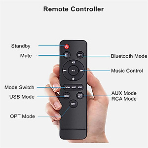 IRDFWH Speaker Sound Bar with 4 Inches Subwoofer Music Box for Home Theater Support AUX Optical RCA Soundbar TV