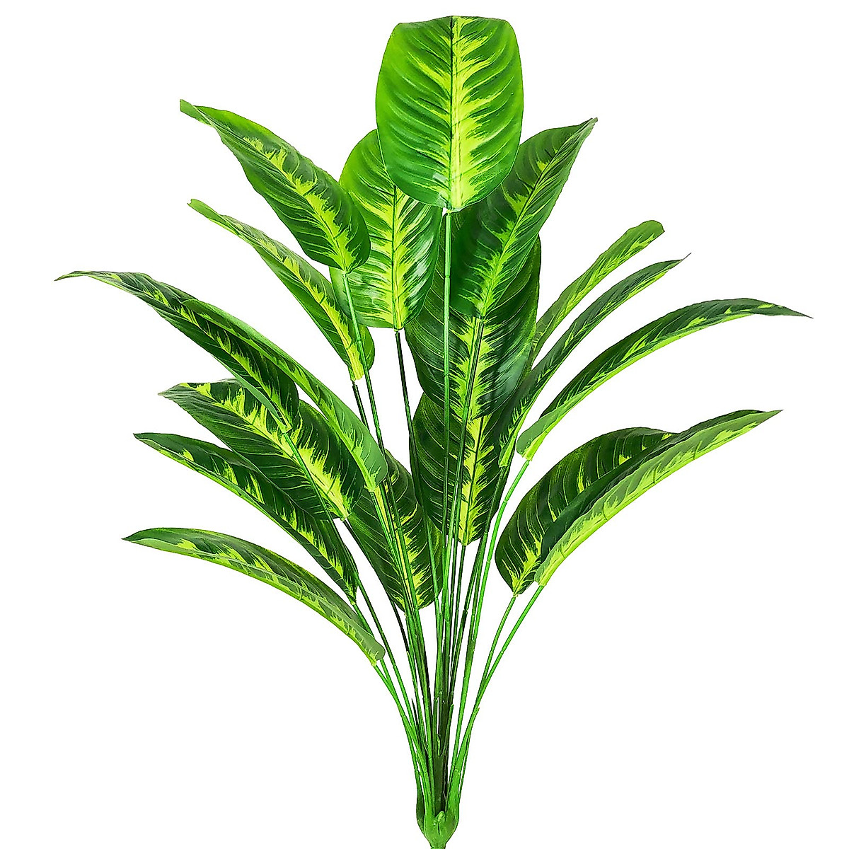 Rozwkeo Artificial Plants Fake Ficus Tree Leaves with Stems 29" Tall Faux Bird of Paradise Palm Tree Imitation Frond Green Leaf Tropical Plants Greenery Floral Jungle Party Home Garden Decoration