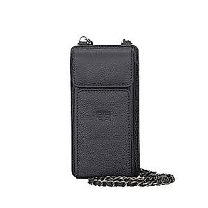 BOULETTA Crossbody Bag Cellphone Purse for Women-Leather Zipper Shoulder Wallet with Phone Pocket and Chain Strap 4 Card Slots Small