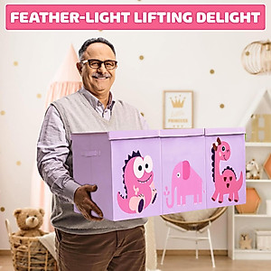Ethiques Purple (Cute Dinosaur) Collapsible Large toy chest 40X16X14 Inch