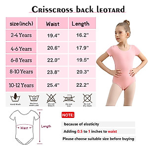 MOLLDAN Girls Dance Ballet Leotards Short Sleeve Criss Cross Straps Back(2QT5027-06-XXL)