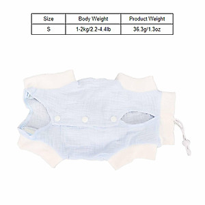 Airshi Cat Postoperative Suit, Breathable Prevent Licking Sweat Absorbent Cat Recovery Suit Button Design for Dogs (S)