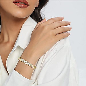 Gemsme 3 Row Tennis Bracelets, 18K Gold Plated Cubic Zirconia Classic Tennis Bracelet for Women