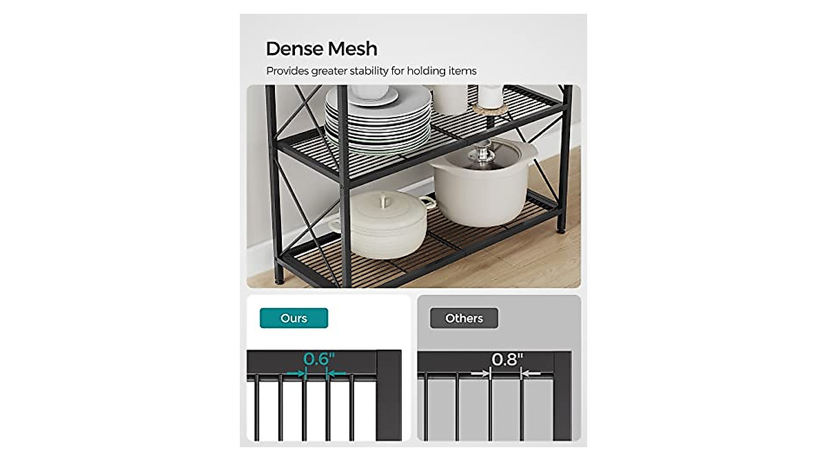 SONGMICS 3-Tier Metal Rack with Wheels - Versatile Storage