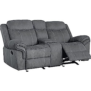 Acme Zubaida Reclining Loveseat with USB Dock and Console in 2-Tone Gray Velvet