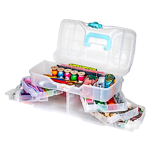 ArtBin Clear Plastic Organizer Small Parts Organizer - for DIY Arts & Crafts Storage Boxes & Organizers, Sewing Storage - Storage Box with Compartments, Project Box - Large (6 Pivot Trays) 6963PB