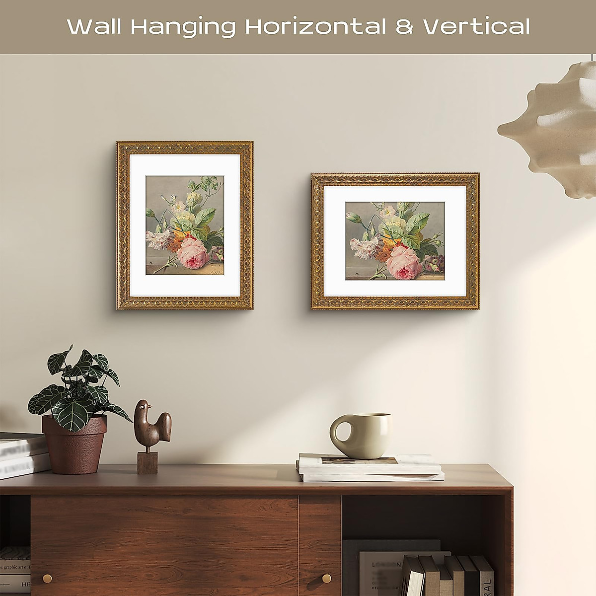 Golden State Art, 11x14 Photo Frame with White Mat for 8x10 Picture & Real Glass for Wall Display - Home or Office Classic Design (Ornate Bronze Gold)