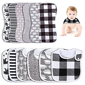 Burp Cloths & Baby Bibs Set 2-in-1 Cotton Super Absorbent and Soft Baby Spit Up Burping Rags for Boys and Girls