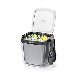 OXO Good Grips Double Wall Ice Bucket with Tongs and Garnish Tray,Gray