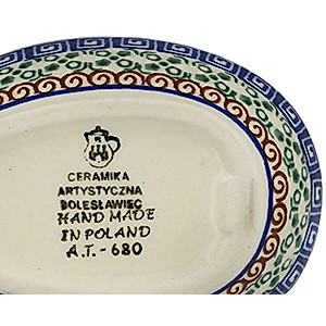 Polish Pottery 4¾-inch Spoon Rest made by Ceramika Artystyczna (Grecian Sea Theme) + Certificate of Authenticity