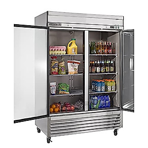 Maxx Cold MXSR-49GDHC 54" Double Glass Door Reach-In Refrigerator in Stainless Steel with 42.9 Cu. Ft. Storage, Bottom Mount