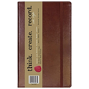 C.R. Gibson MJ5-4792 Brown Bonded Leather Notebook with 240 Ruled Pages, 5" W x 8.25" H