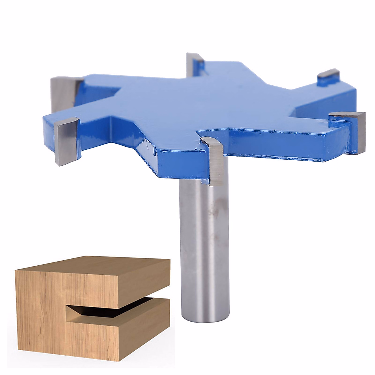 CNC Spoilboard Surfacing Router Bit, 6 Wings 1/2" Shank CNC Router Slotting Bits for Mortise Joint, Finger Joint, Acoustic Panels - 85mm Cutting Dia