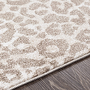 Hauteloom Bonhill Modern Animal Print Area Rug for Living Room, Bedroom, Dining Room - Bohemain Leopard Print Carpet - Tan, Terracota, Brown, Beige, Ivory - 5'3" x 7'3" (5x7)