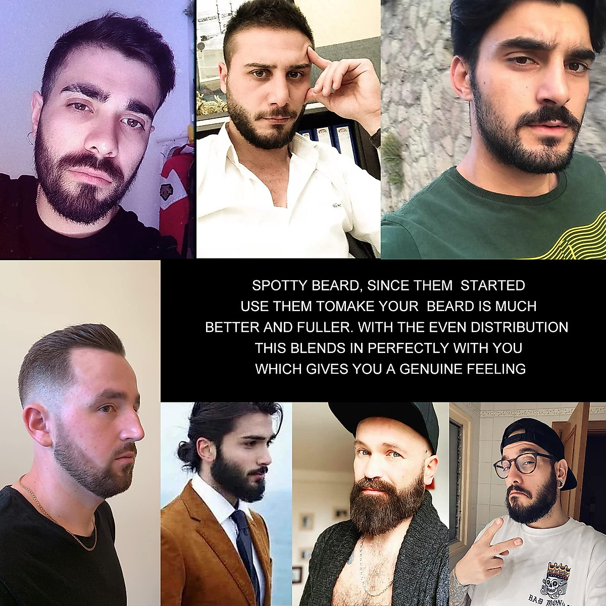 Beard Pencil Filler for Men Black, 4-Tip Beard Filler Pen Waterproof & Long Lasting Natural Makeup Beard Pen with Beard Brush Detailing Filler Moustache & Eyebrows (Black Beard Pen Kit)