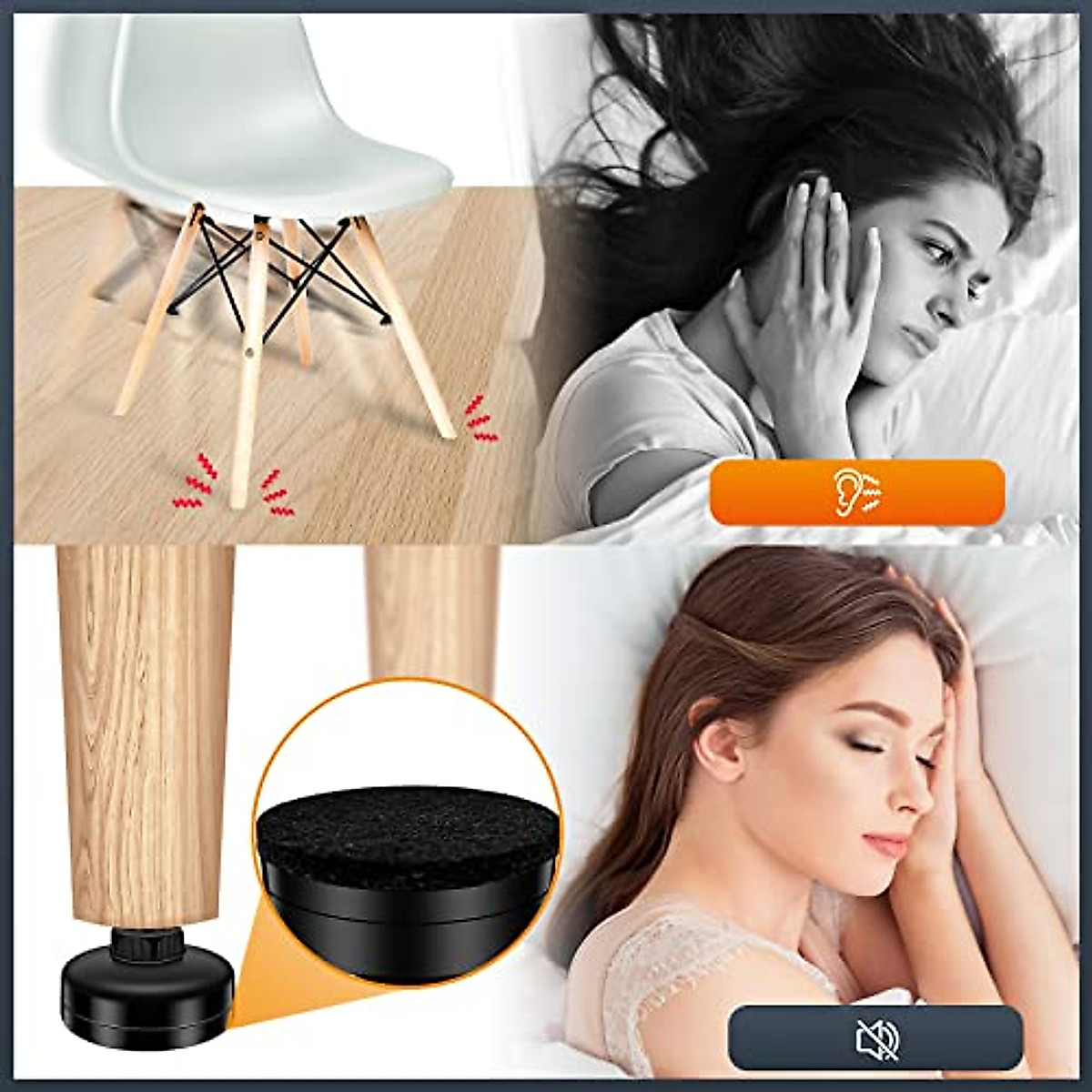 10 Set Adjustable Furniture Leveling Feet, Adjustable Leg Levelers for Cabinets Sofa Tables Chairs Raiser, Heavy Duty Height Adjuster Furniture Levelers Foot with T- Nut Kit 3/8”-16 Thread, Black