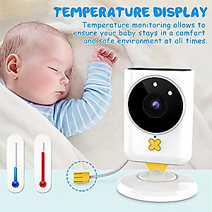 ENSTER Baby Monitor Video with Camera and Audio, 2.4'' LCD Screen, Color Night Vision, 2-Way Talk, VOX, 960ft Range, Temperature Display, 2X Zoom, Lullabies, Feeding Alarm