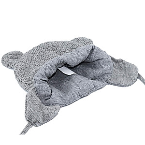 Bestjybt Baby Hat Cute Bear Infant Toddler Earflap Fleece Lined Beanie Warm Caps for Fall Winter (Grey-B, 0-6 Months)