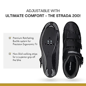 Tommaso Strada Mens Peloton Shoes with Pre-Installed Delta Cleats—Cycling Shoes for Men's—Cycling Shoes Delta Compatible—Indoor Cycling Shoes for Men—Cycling Road Bike Shoes—Spin Shoes Size US 10.5