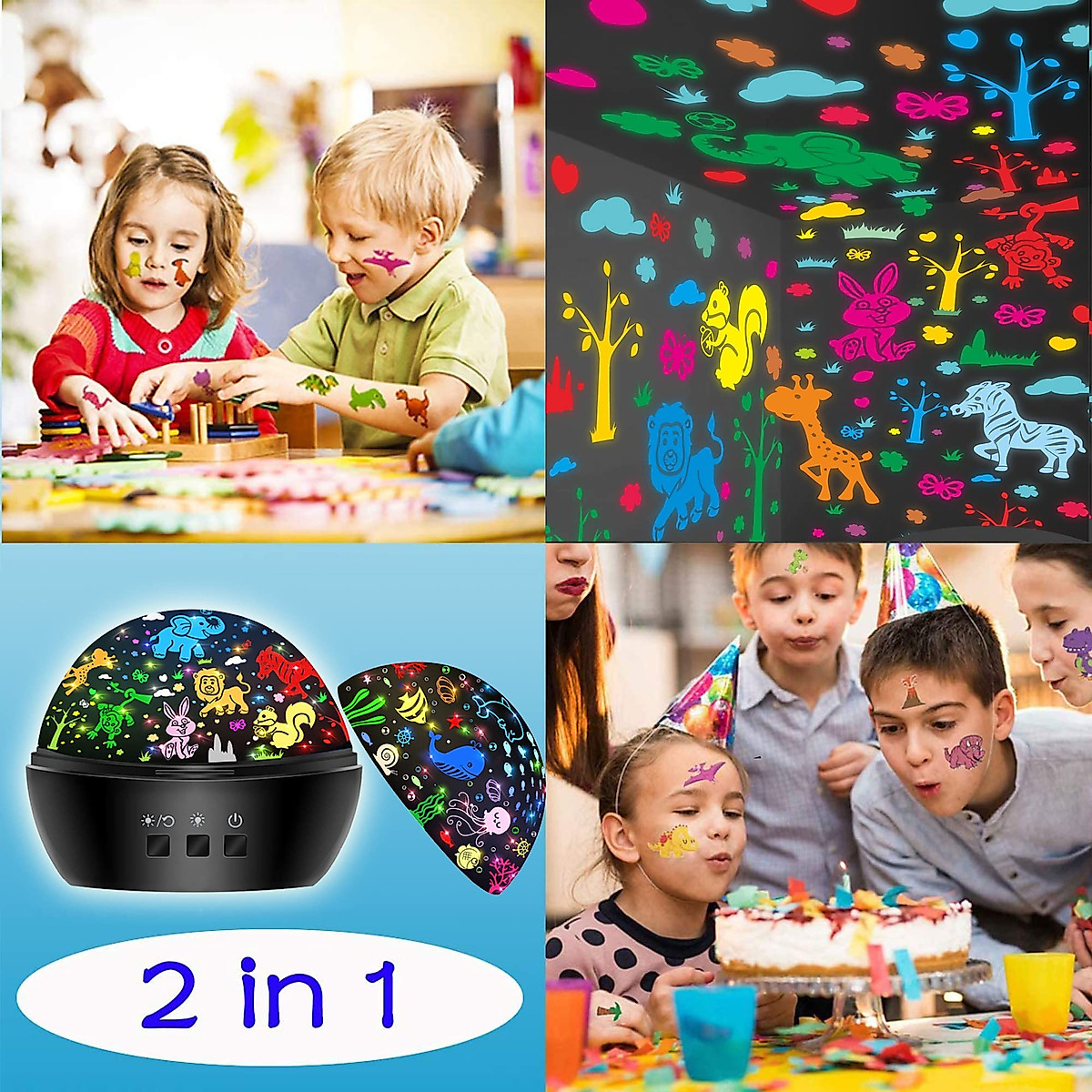 HONGID Night Light for Kids,Kids Night Light Projector,2 in 1 Boys Room Decor,Christmas Xmax Birthday Gifts for Children,Cool Light Sensory Aesthetic Room Decor-Black
