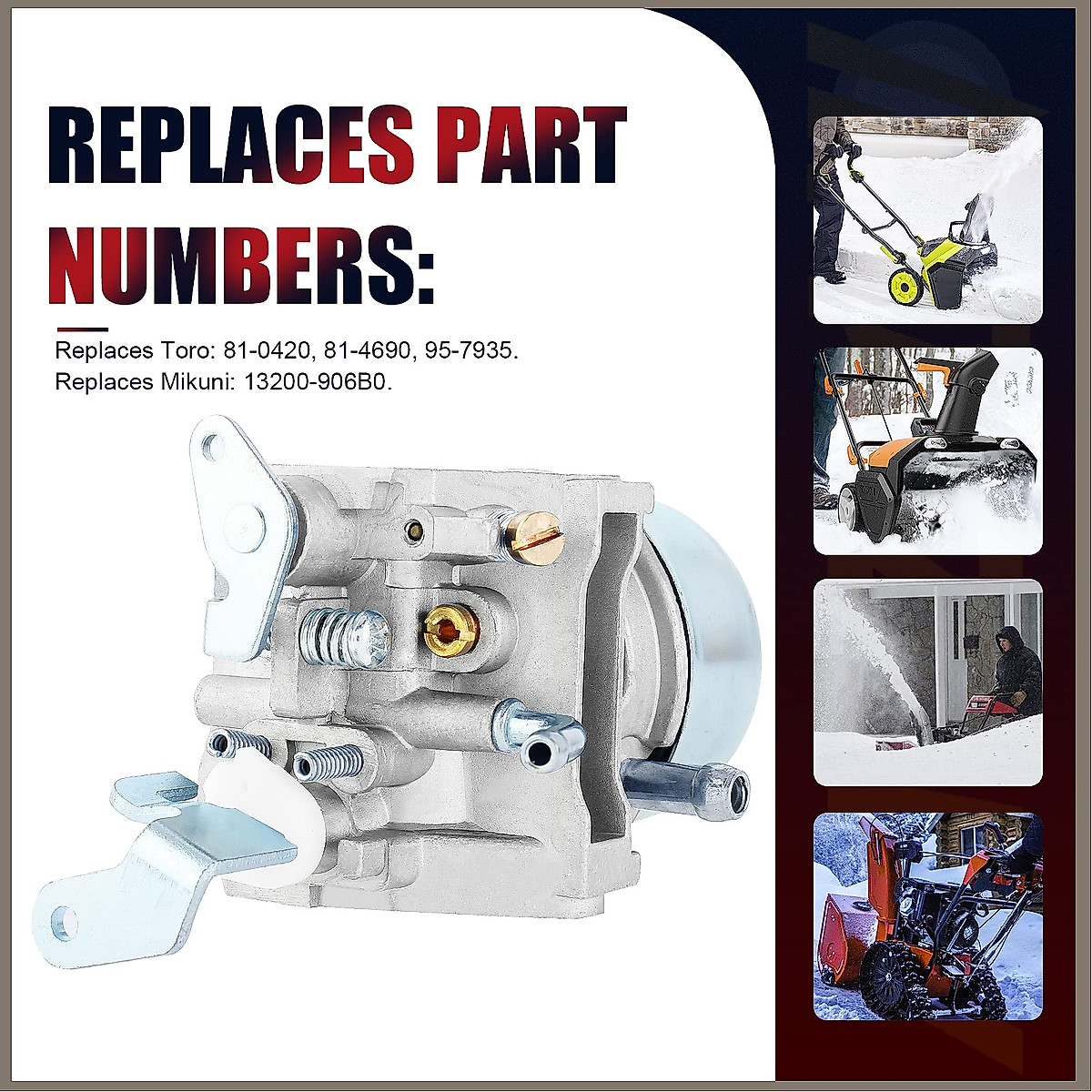 QAZAKY Carburetor Compatible with Toro CCR2000 CCR3000 Snowblower Snowthrower 38130 38180 38180C 38181 38185 38185C 38186 38430 38431 38435 38436 20746C 81-0420 81-4690 95-7935 Mikuni 13200-906B0