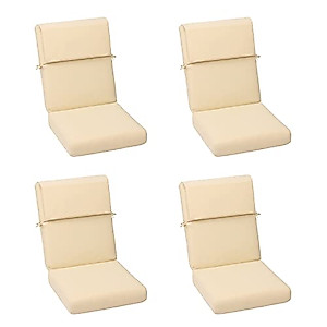 Aoodor Patio High Back Chair Cushion Olefin Fabric Slipcover Sponge Foam 46 x 21 x 4 Inch, Set of 4 (Only Cushions)