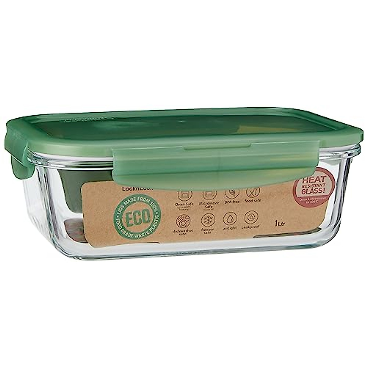 LocknLock Purely Better Glass Food Storage Container with Lid, 4.23-cup, Clear