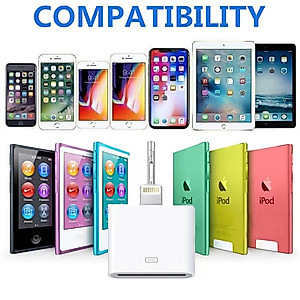 Lightning to 30-pin Adapter，Apple MFi Certified iPhone 8-Pin Male to 30-Pin Female Adapter Charging Sync Converter Connector Compatible iPhone 13/13P/12/11/X/8/7/6P/5S/4/iPad/iPod (No Audio)