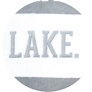 Pavilion Gift Company 30 x 40 Inch Striped White & Gray Royal Plush Baby Blanket Eat. Lake. Sleep, Grey