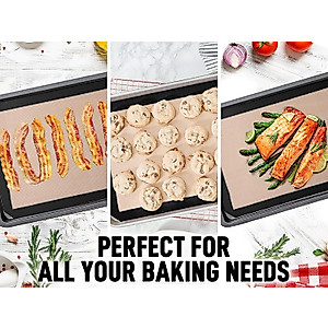 2 Pack Silicone Fibreglass Reusable Baking Mats for Oven,Cookie Tray, Pizza Mat, Heat Resistant,15.7 * 11.8 inch (Black, 0.7)