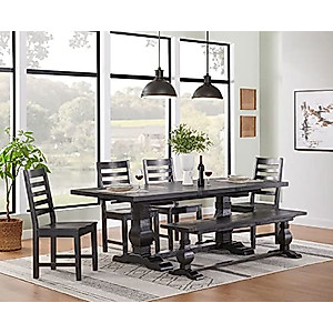 Martin Svensson Home Napa Solid Wood Black Trestle Extendable Leaf Dining Table