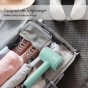 FAVIRZCE Hair Dryer, Portable Ionic Blow Dryer with Diffuser and Concentrator Nozzle, Fast Drying without Hair Damage, Low Noise, Lightweight Travel Hair Dryer, 3 Temps, Mint Green