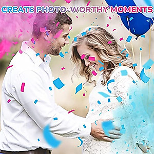 NiToy Gender Reveal Confetti Cannons 1 Pink+1 Blue, Gender Reveal Confetti Powder Cannon, Gender Reveal Decorations and Baby Gender Reveal Party Supplies, 100% Biodegradable Confetti Poppers