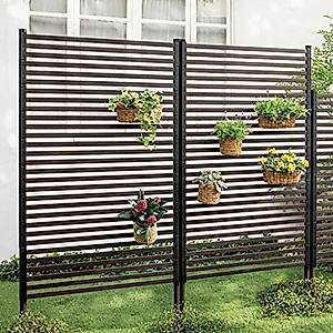 QILIN Garden Decorative Fence, Privacy Screen Courtyard Ground Pipe Fence Inserted Ground Outdoor Gardening Climbing Vine Flower Stand