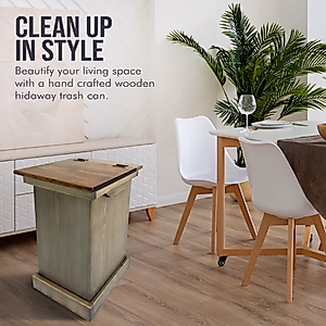 Peaceful Classics Wood Garbage Bin Cabinet - Wooden Trash Can w/Hidden Design, Stylish Kitchen Garbage Can, Amish Made Cabinet Hidden Trash Can, Handmade Waste Bin Cabinet Storage (Pewter)