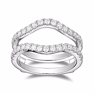 DovEggs Moissanite Enhancer Rings,Wedding Band,0.85CTW GHI Moissanite Lab Created Diamond Half Eternity Curved14K Gold QUALITY Sterling Silver Wedding Engagement Anniversary Ring for Women(8)