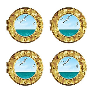 Beistle Cruise Ship Porthole Peel 'N Place 4 Piece World Traveler Party Supplies Nautical Wall Decorations, 12" x 15", Multicolored