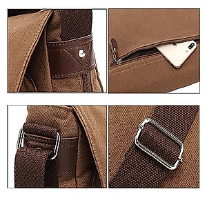 Canvas Casual Messenger Bag Men Shoulder Bag Fashion Messenger Crossbody (Color : Black)