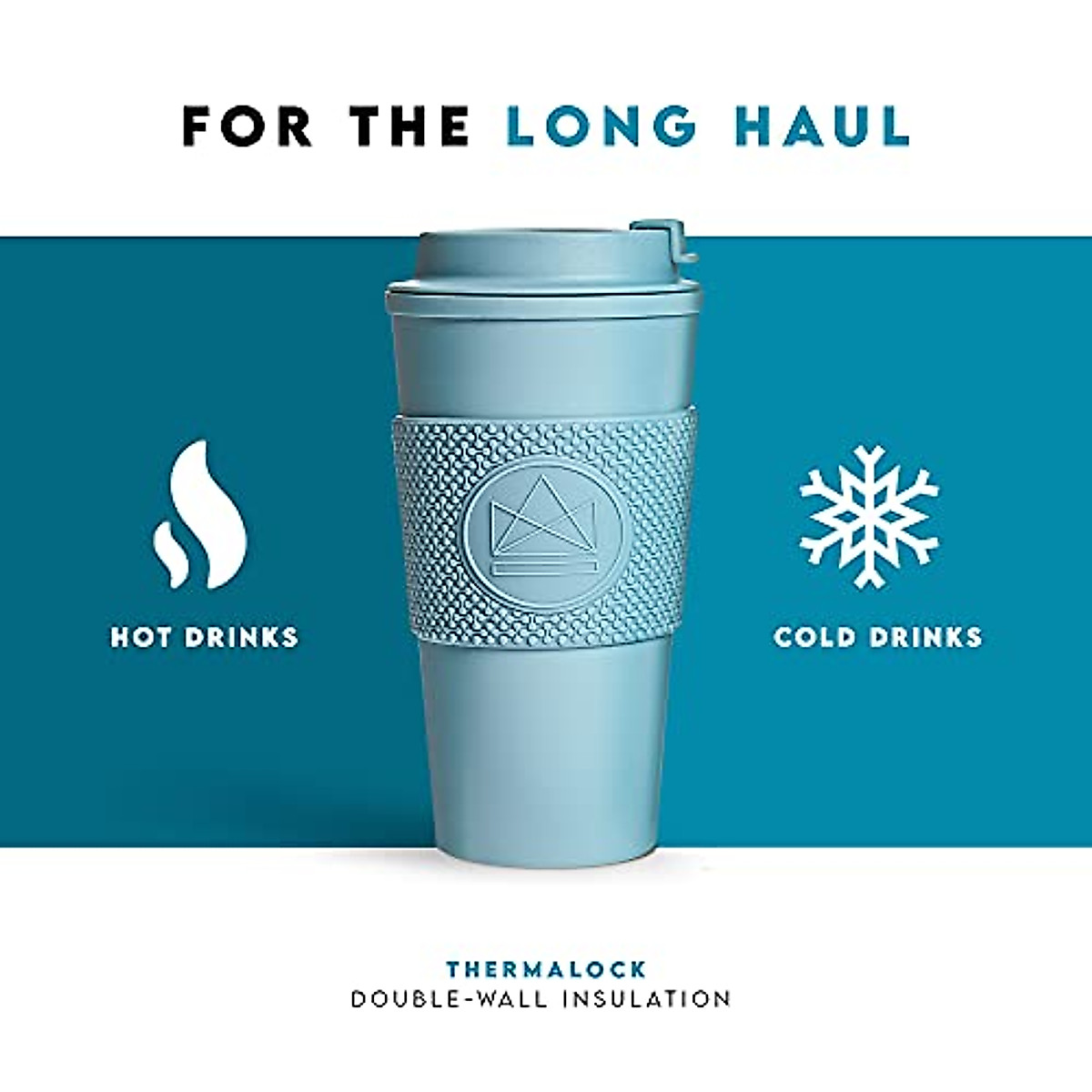 Neon Kactus - Double-Walled Coffee Cup, Reusable Coffee Cup with Resealable Lid, Food-Grade Silicone Seal and Sleeve, Insulated Coffee Tumbler, Leakproof Travel Mug, Recyclable, Super Sonic, 16oz