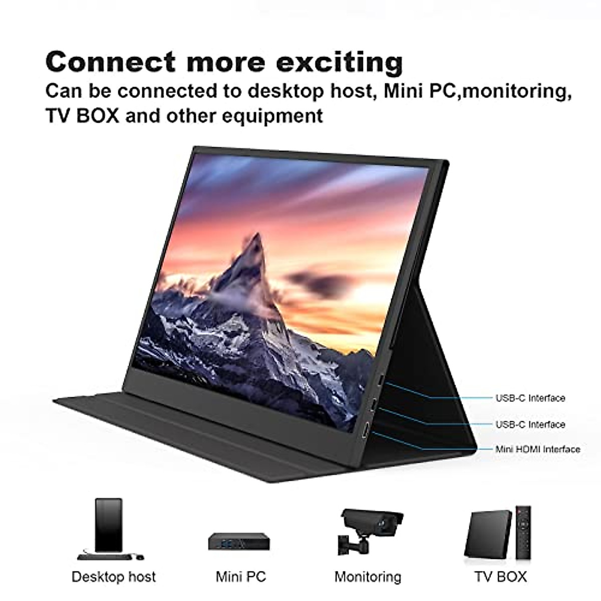 WWJ 15.6 Inch 1080P USB-C Mini HDMI Computer Monitor, Smart Case, Speaker, IPS Computer Monitor