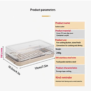 Donfafecuer Butter Slicer Cutter Stainless Steel,Butter Pan Container with Lid Plastic Butter Container with Knife, Small Butter Container (Wheat Base Color)