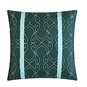 Chic Home Vivaldi 20 Piece Comforter Set Medallion Quilted Embroidered Design Complete Bag Bedding, King, Green