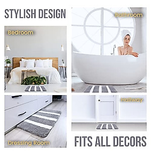 BLOOMTIDE Microfiber Luxury Bathroom Rugs Mat, 16"x24", Extra Soft, Absorbent Bath Rugs, Non-Slip, and Machine Washable Dry Bath Mats for Bathroom Floor, Tub and Shower, Grey