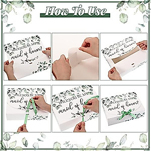 32 Pieces Bridesmaid Proposal Box Set Proposal Box Will You Be My Bridesmaid Cards with Envelopes Satin Scrunchie Bridesmaid Gift Box for Bridal Shower Wedding Bachelor Party (Greenery Style)