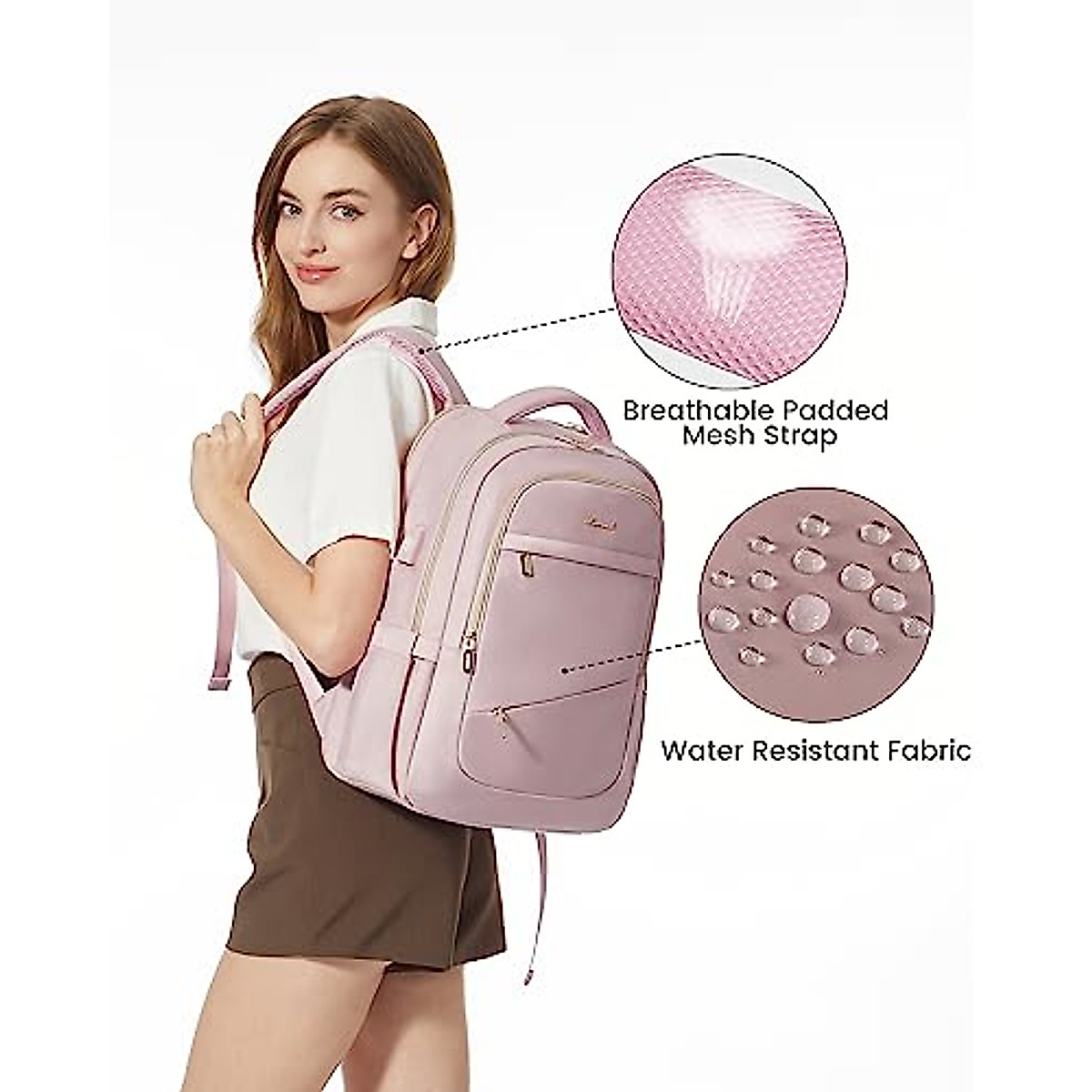 LOVEVOOK Laptop Backpack for Women, Slim Business Laptops Bag with Separate Computer Compartment Stylish Daypack for College Work Travel, Fits 15.6" Laptop