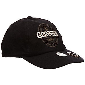 Guinness Baseball Cap with Extra Stout Bottle Label Print and Bottle Opener on Peak, Black Colour (One Size)…