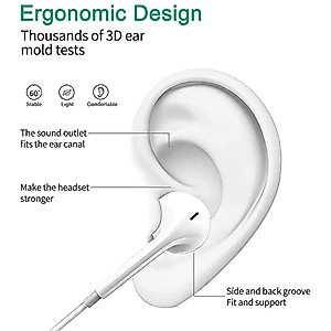 2 Pack Apple Earbuds with Lightning Connector【Apple MFi Certified】 Wired in-Ear Stereo Noise Canceling Isolating Headphones for iPhone 14/13/12/11/SE/X/XR/XS/8/7 (Built-in Microphone&Volume Control)