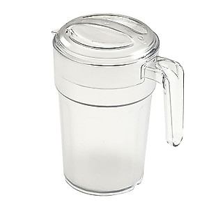 Cambro Camwear PC34CW 1 Liter Self-Service Stackable Customizable Pitcher with Lid