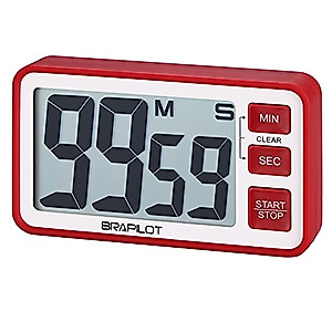 Digital Kitchen Timer Countdown - BRAPILOT DT001 Digital Timer Count Up, Auto-Off, Memory for Cooking Classroom Bathroom Teachers Kids Baking Sports Games Office (RED Color)